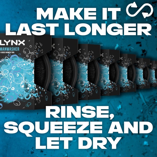 Lynx Manwasher 2-Sided Shower Tool For A Better Clean & Smell Ready, 6 Pack