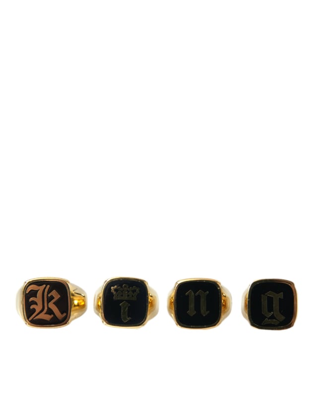 Goldmessing KING Emaille Set aus 4 Ringen