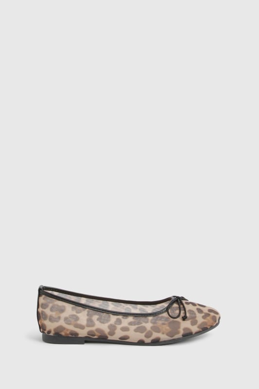 Leopard Print Mesh Ballet Flats