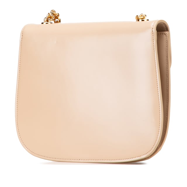Beige Leren Schoudertas met Ketting