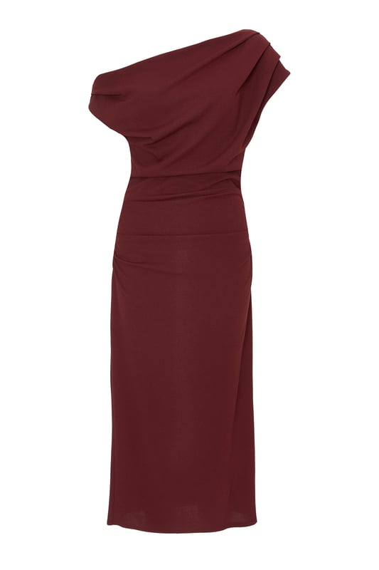 Burgundy Drop Shoulder Midi Dress