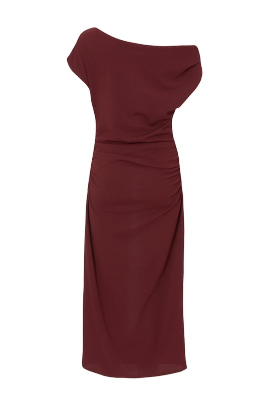 Burgundy Drop Shoulder Midi Dress
