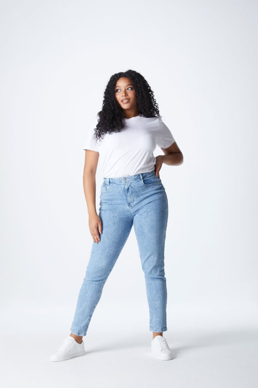 Marble Wash Straight Leg Jean