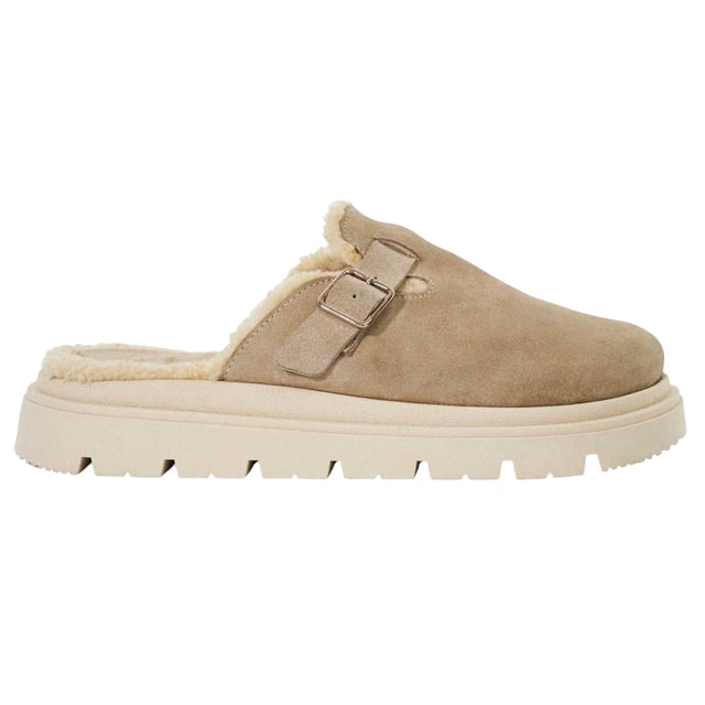 Dune London Womens/Ladies Gene Leather Faux Shearling Lined Clogs (Sand)