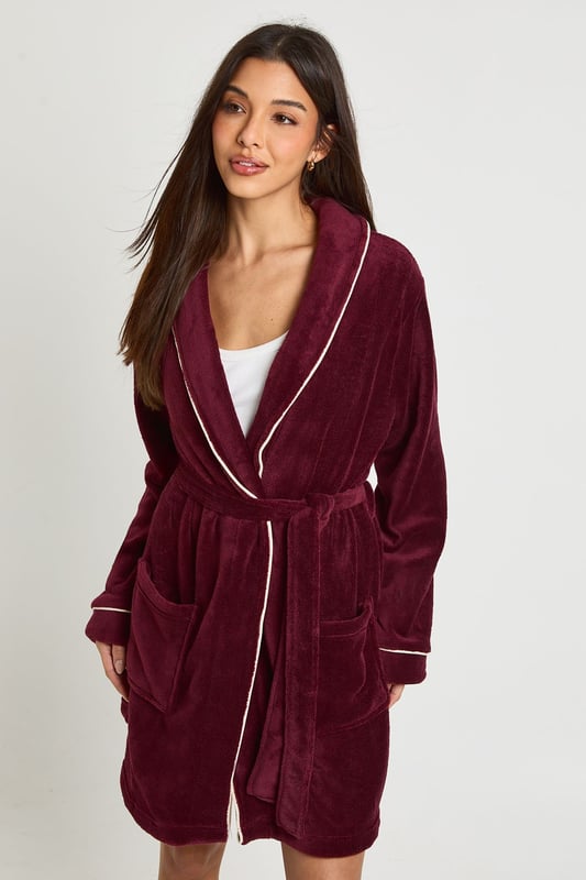 Piping Detail Mini Dressing Gown