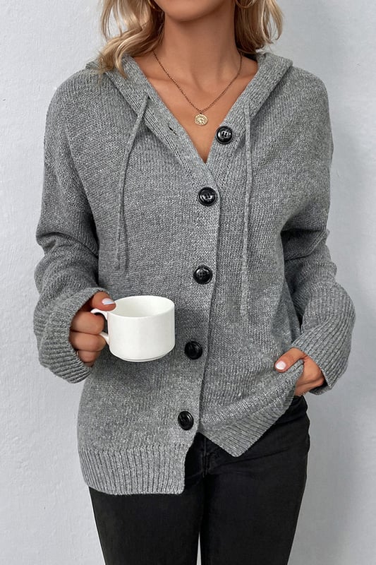 Hooded Knit Cardigan Sweater