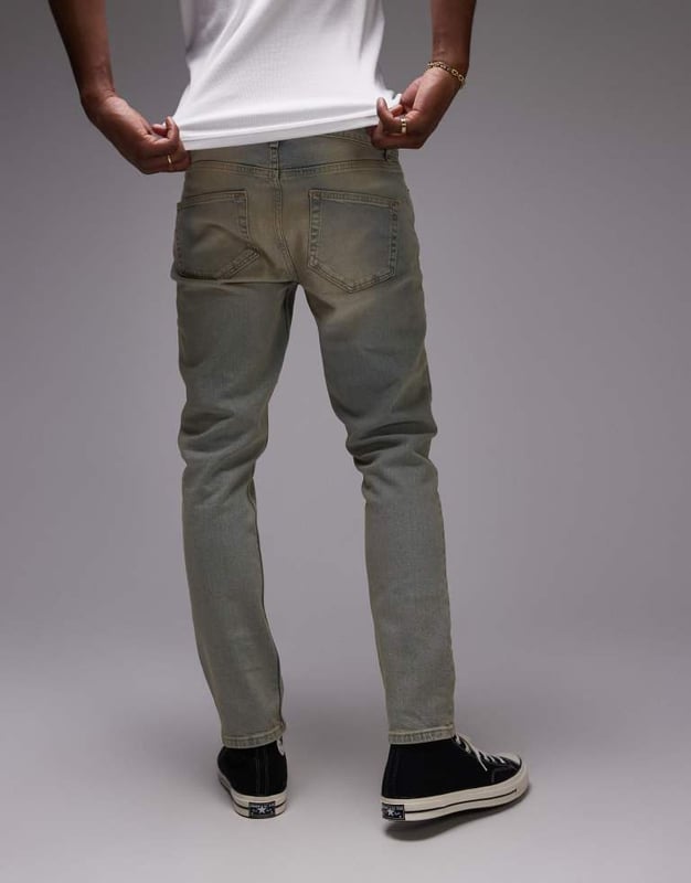 Topman slim jeans in tinted mid wash
