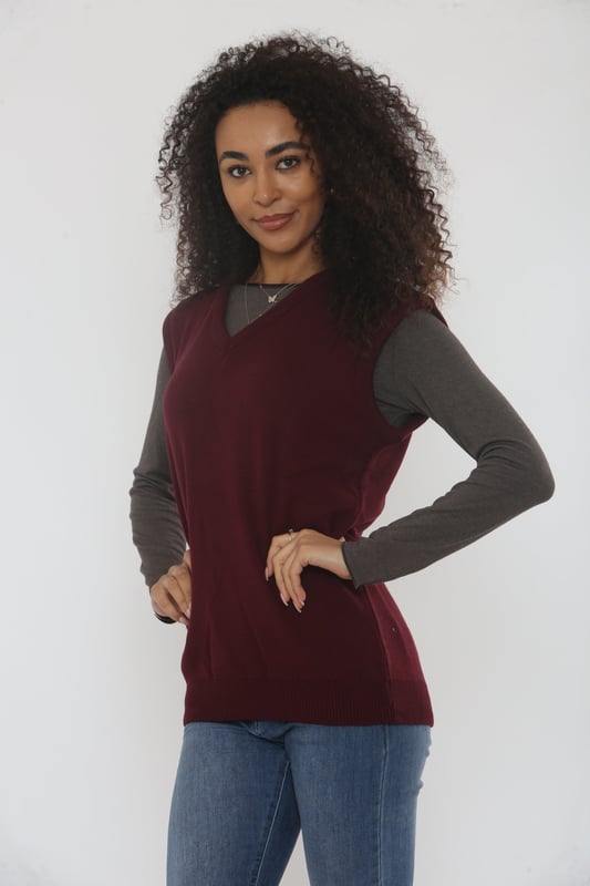 V Neck Sleeveless Knitted Vest
