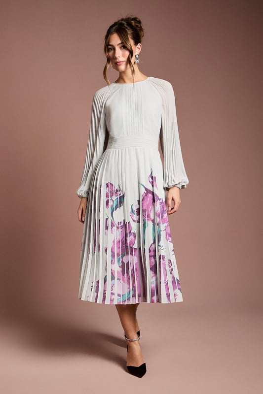 Placement Print Pleat Dress
