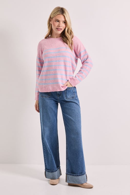 Stripe Placement Crew Jumper