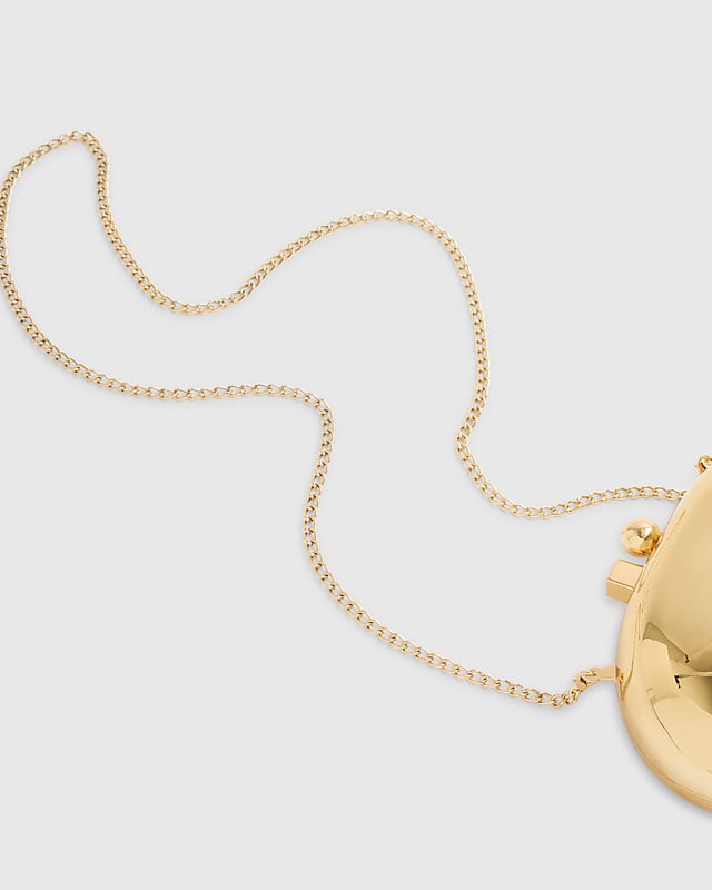 River Island Womens Clutch Bag Gold Metal Hard Shell