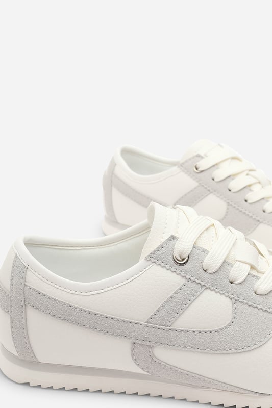 Where's That From Womens 'Caia' White Court Lace up Trainer with Grey ...