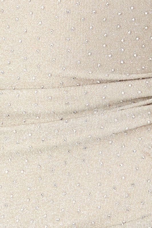 Champagne Diamante Square Neck Mini Dress