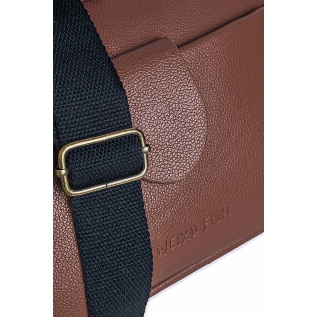 Weird Fish Dion Plain Vegan Leather Crossbody Bag (Bitter Chocolate)