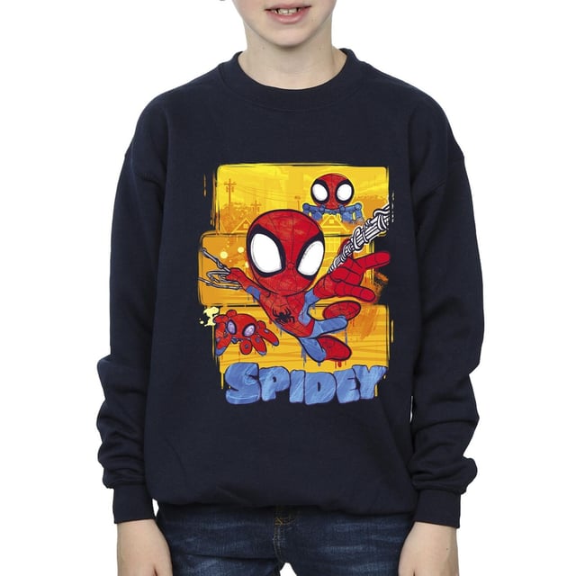 Marvel Boys Spidey And His Amazing Friends Flying Sweatshirt (Navy Blue)