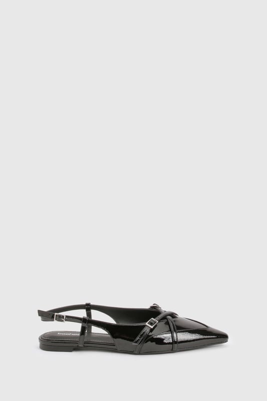 Cross Over Strap Detail Pointed Flats