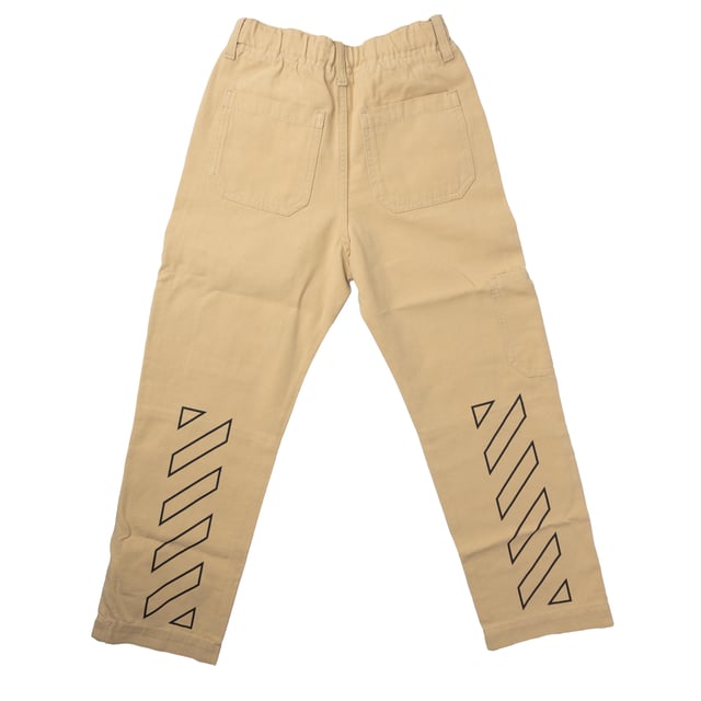Boy's Off White Juniors Diagonal Outline Worker Pants in Beige