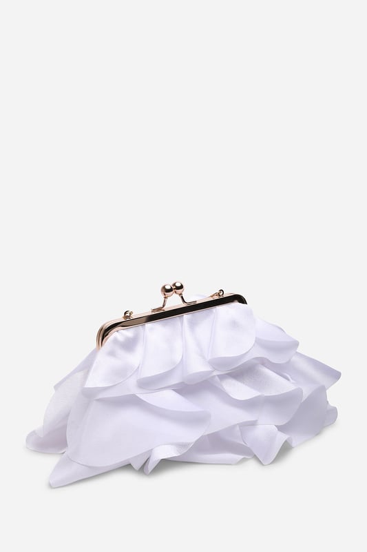Where's That From Womens 'Brume' Ruffled Satin Kiss Lock Clutch Bag in ...