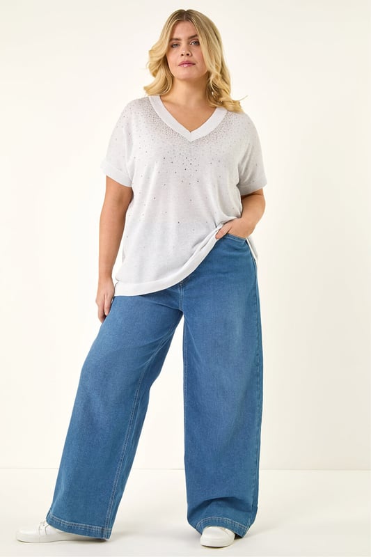 Curve Shimmer Hotfix Knit Top