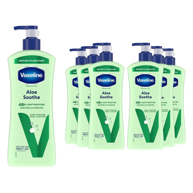 Vaseline Intensive Care Aloe Soothe Body Lotion, 9 pack, 600ml for Dry ...