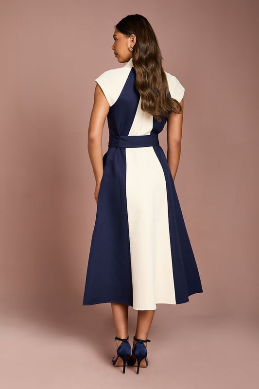 Colour Block Panelled Midi Dress