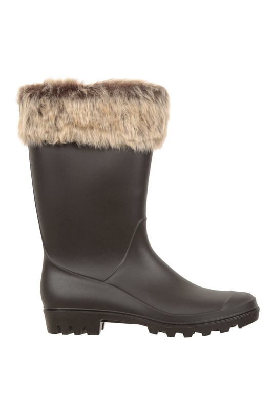 Women's Faux Fur Wellies Waterproof Cushioned Outdoor Wellington Rain ...