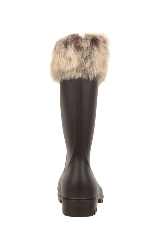 Women's Faux Fur Wellies Waterproof Cushioned Outdoor Wellington Rain ...