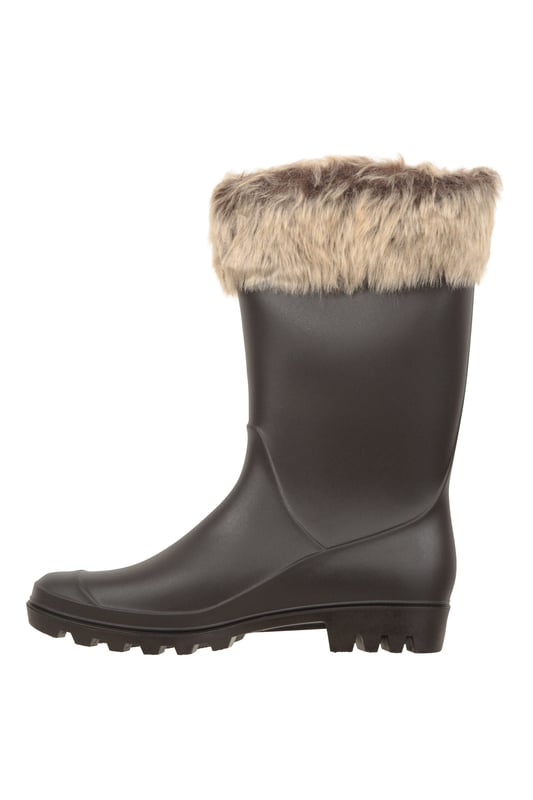 Women's Faux Fur Wellies Waterproof Cushioned Outdoor Wellington Rain ...