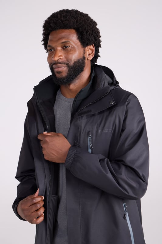 'Bracken' Men's 3 in 1 Extreme Waterproof Jacket Warm Hooded Zip Up ...