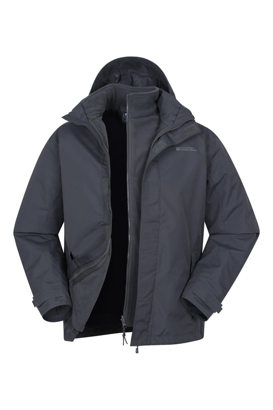 'Fell' Men's 3 in 1 Water Resistant Jacket Adjustable Hood Full Zip ...