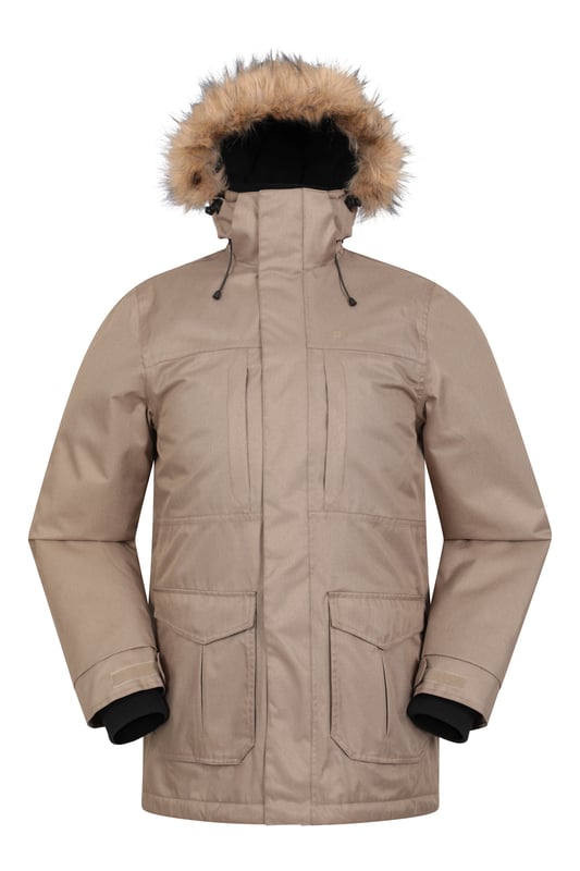 'Gorge' Men's Long Jacket Waterproof Breathable Warm Comfy Coat Stone