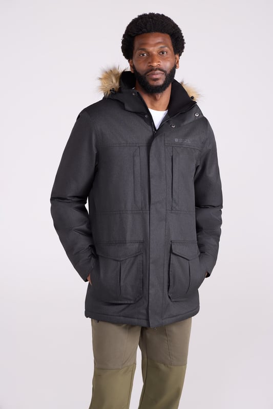 'Gorge' Men's Long Jacket Waterproof Breathable Warm Comfy Coat Black