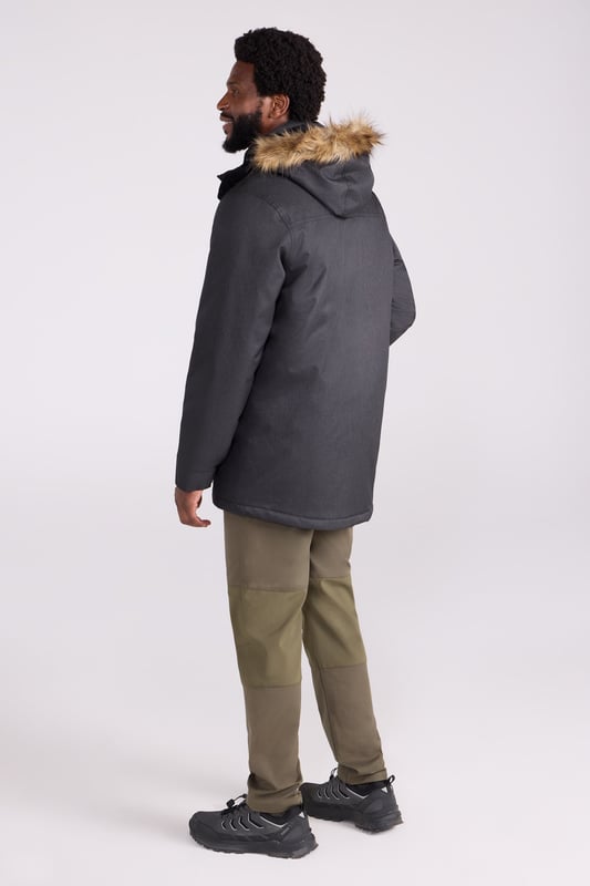 'Gorge' Men's Long Jacket Waterproof Breathable Warm Comfy Coat Black