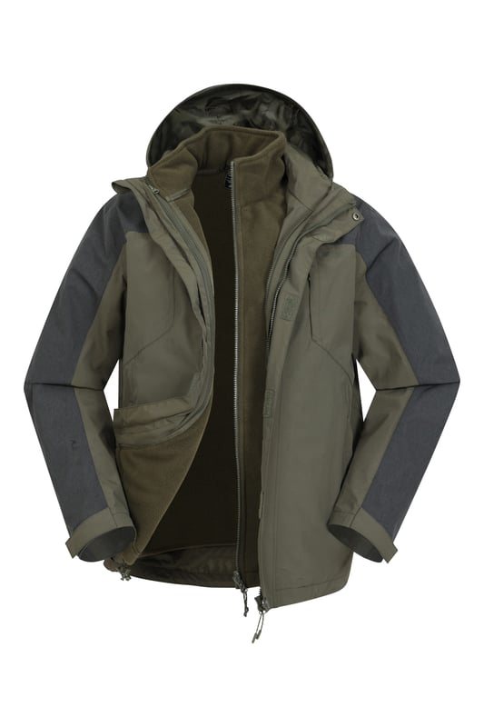 'District' Men's 3 in 1 Waterproof Jacket Warm Inner Fleece Hooded ...