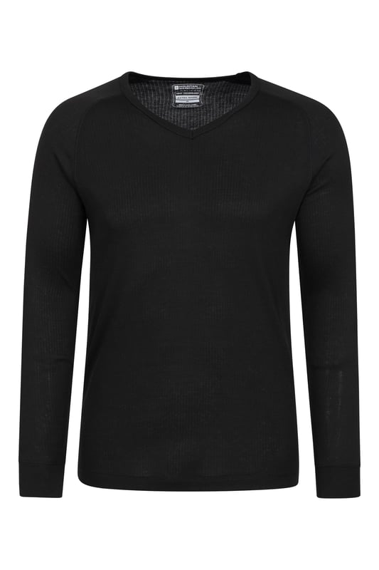 'Talus' Men's V Neck Base Layer Top Thermal Quick Drying Winter Tee Black