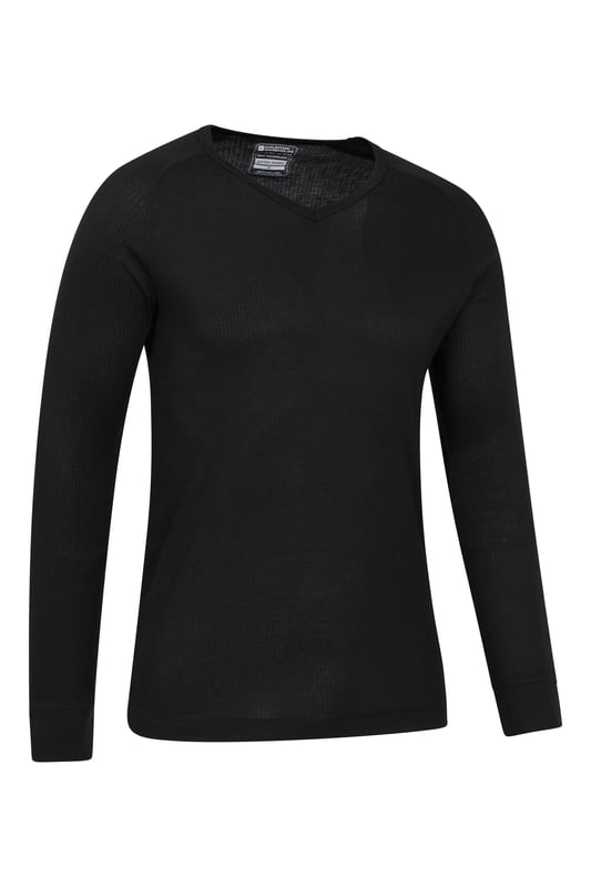 'Talus' Men's V Neck Base Layer Top Thermal Quick Drying Winter Tee Black