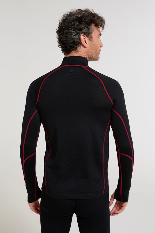 'Asgard' Men's Base Layer Top Zip Neck Collar Skiing Winter Sweater Red