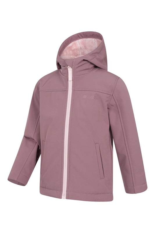 'Arctic' Kids Softshell Jacket with Chin Guard Water Resistant Coat Pink