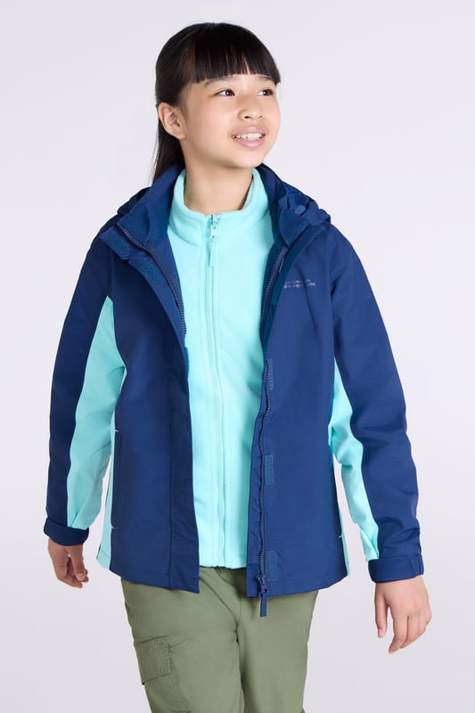 'Lightning' Kids 3 in 1 Waterproof Jacket Inner Fleece Full Zip Hood ...