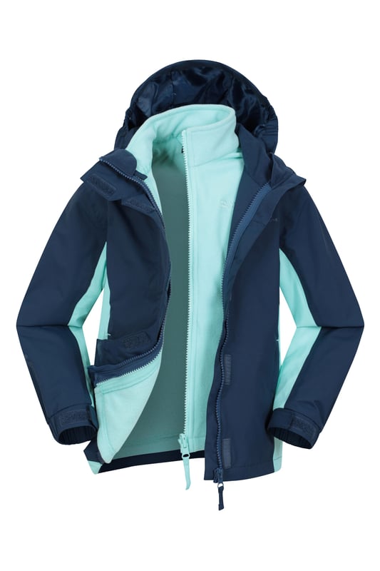 'Lightning' Kids 3 in 1 Waterproof Jacket Inner Fleece Full Zip Hood ...