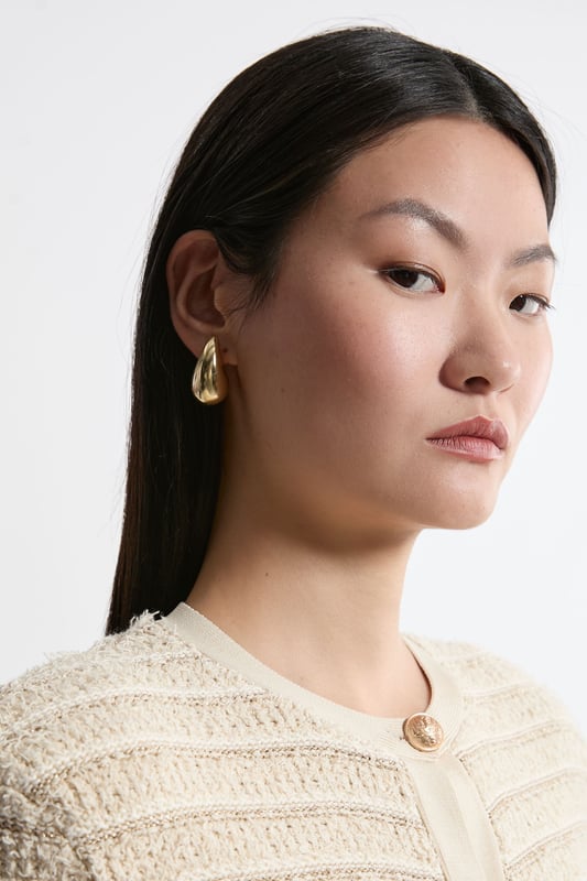 Textured Military Trim Knit Jacket