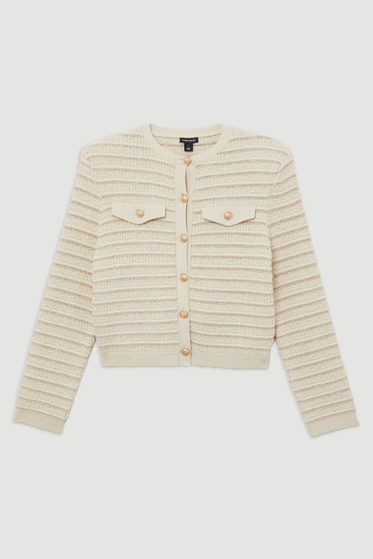 Textured Military Trim Knit Jacket