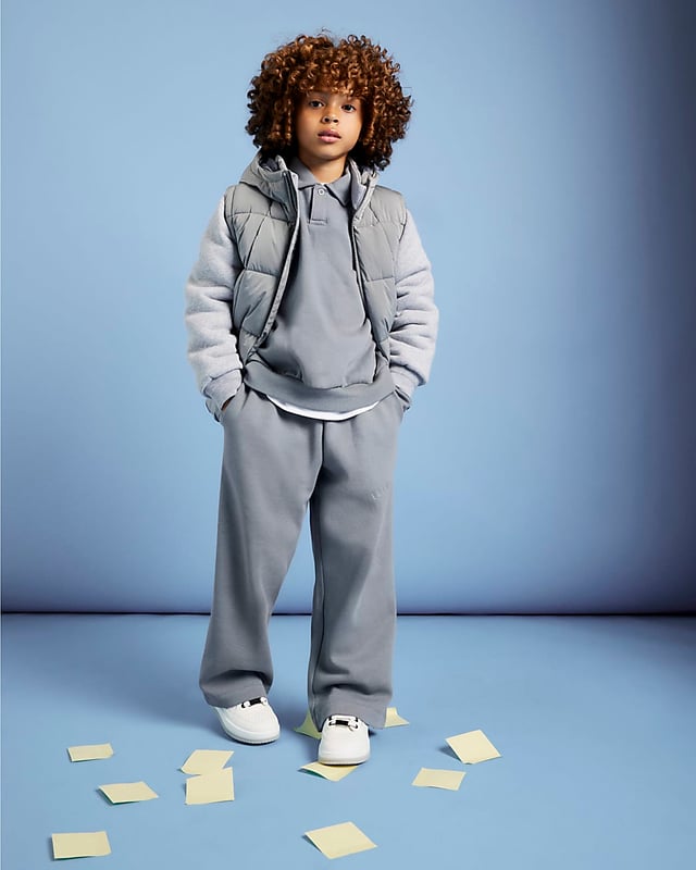 River Island Boys Jacket Grey Hooded Hybrid Gilet