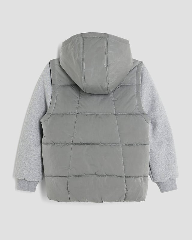 River Island Boys Jacket Grey Hooded Hybrid Gilet