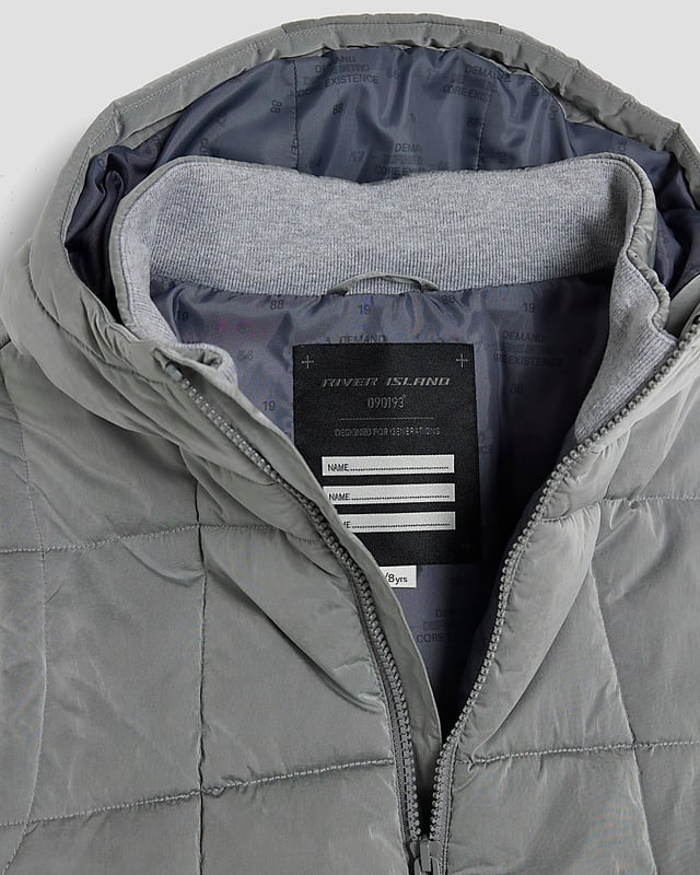 River Island Boys Jacket Grey Hooded Hybrid Gilet