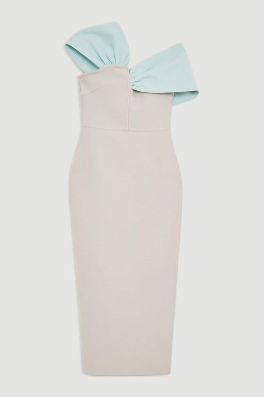 Figure Form Bandage Asymmetric Strap Knit Midi Dress