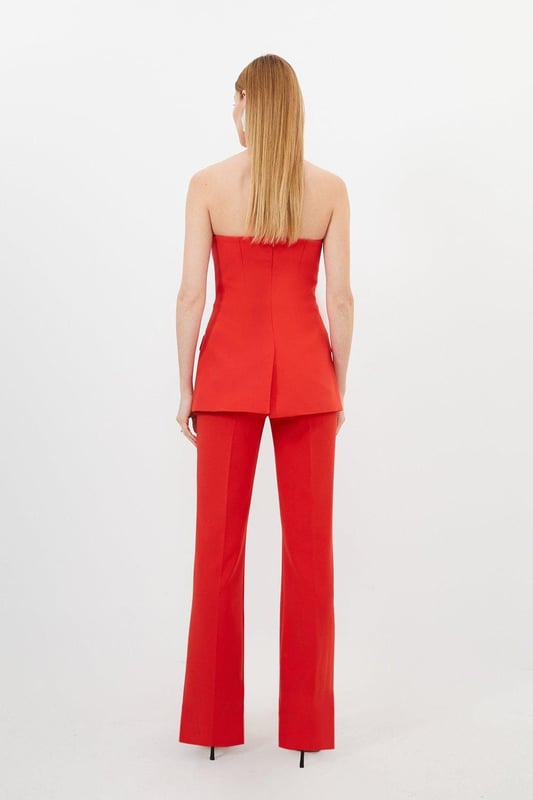 Compact Stretch Tailored Button Bodice Jumpsuit