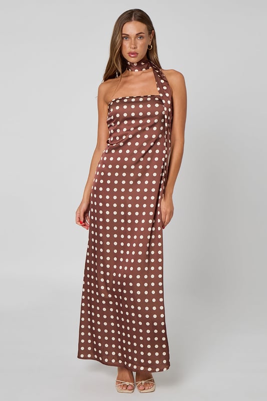 Spot Bandeau Maxi Dress