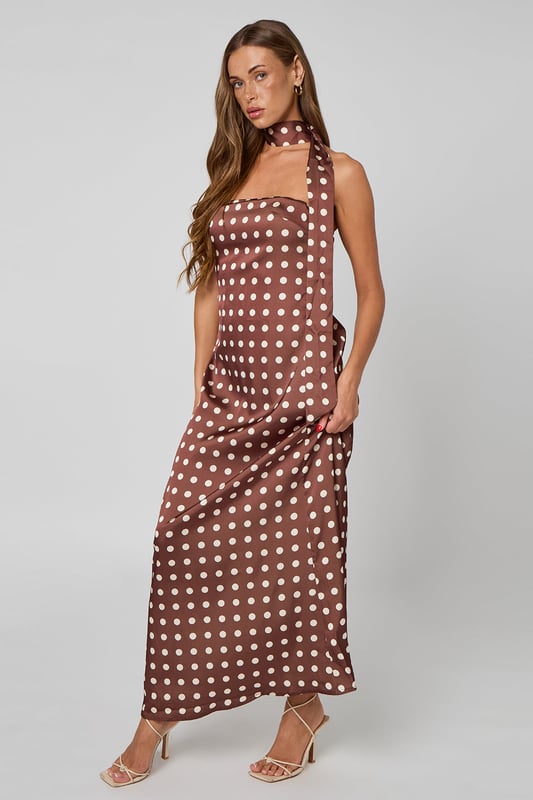 Spot Bandeau Maxi Dress