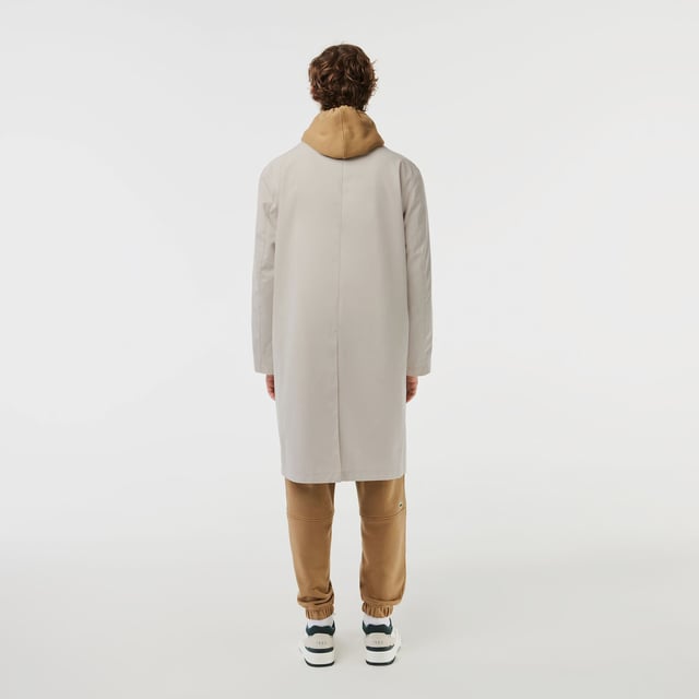 Men's Lacoste Lightweight Showerproof Trench Coat in Grey